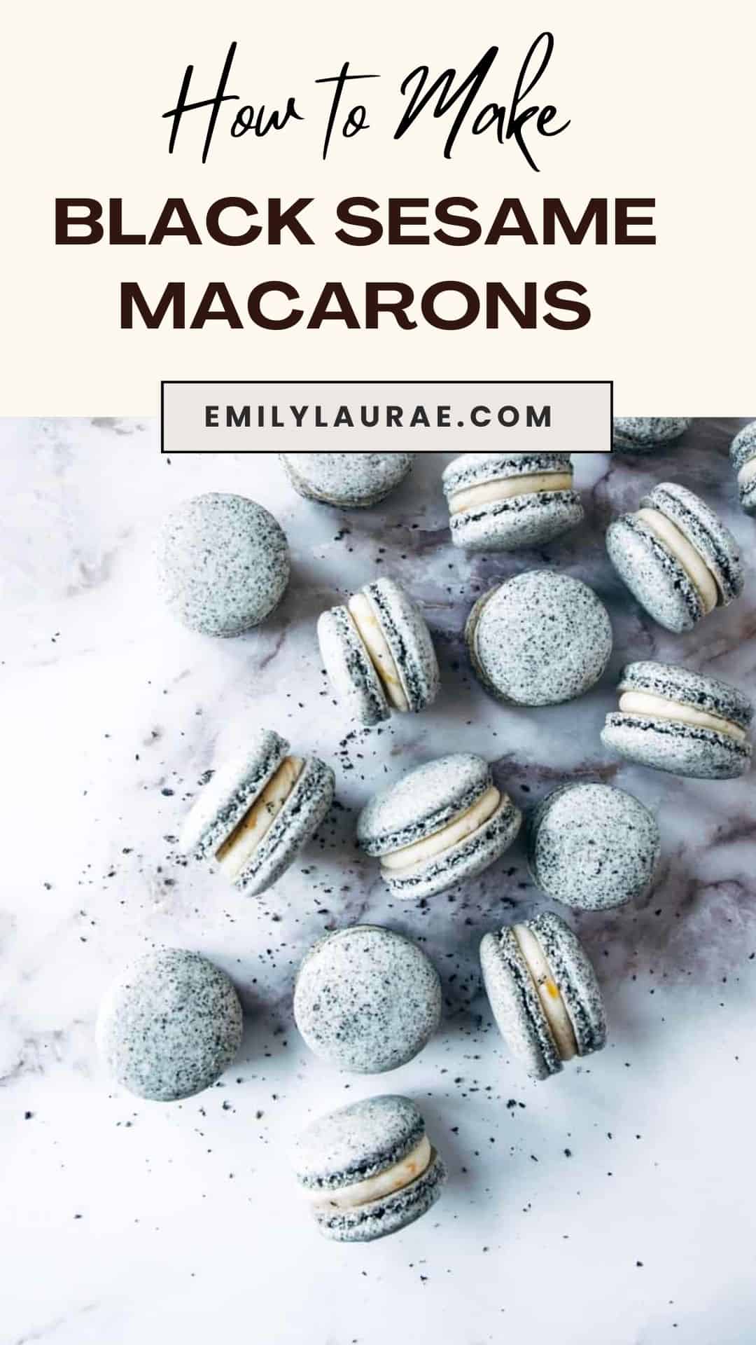 Black Sesame & Apricot Macarons - Emily Laurae
