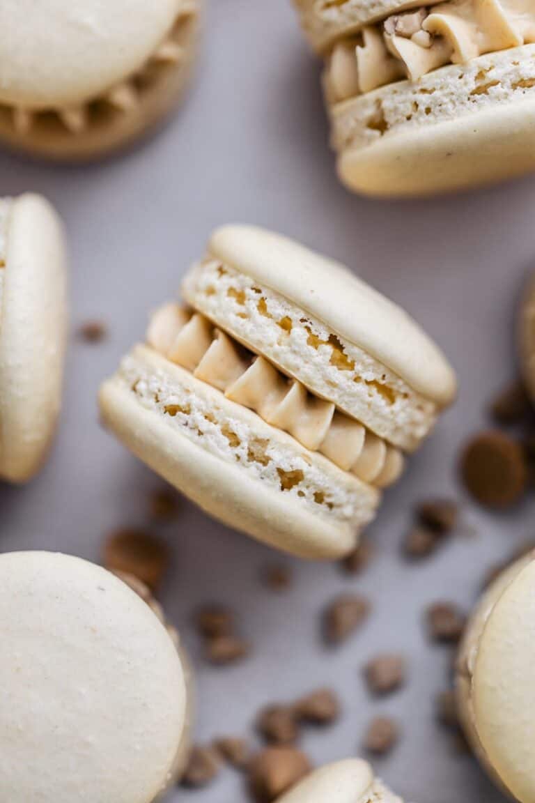 Butterscotch, Salted Caramel, and Toffee Macarons - Emily Laurae