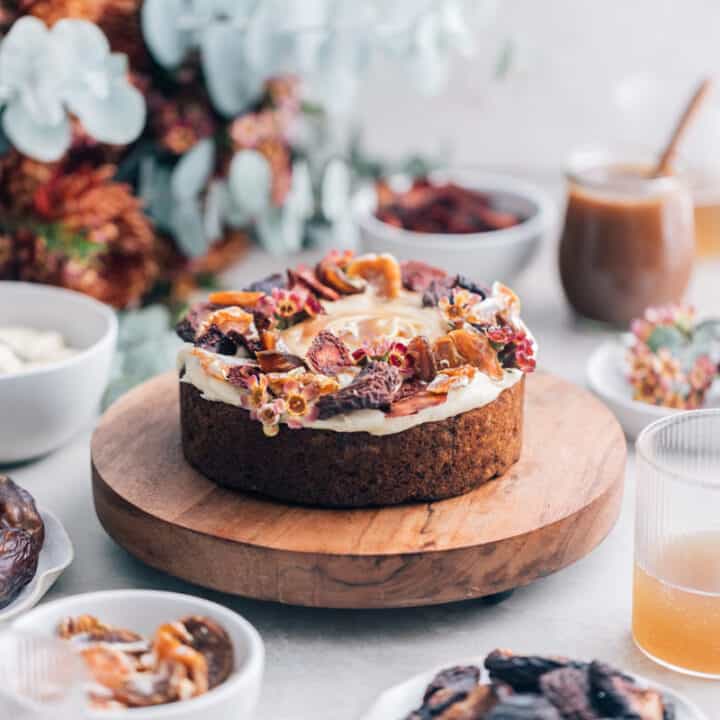 Salted Caramel Dried Fruit & Date Cake - Emily Laurae