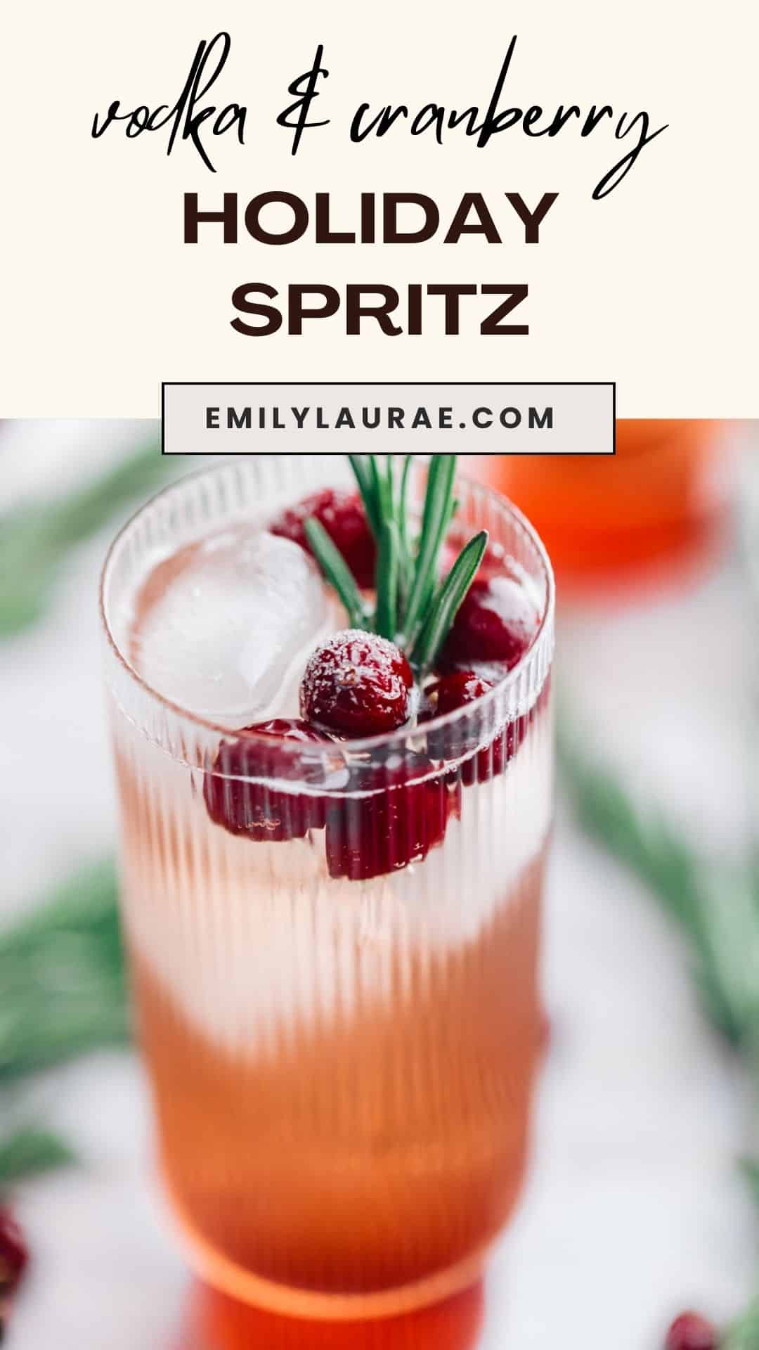 Christmas Cocktail: Rosemary Cranberry Vodka Spritzer - Emily Laurae