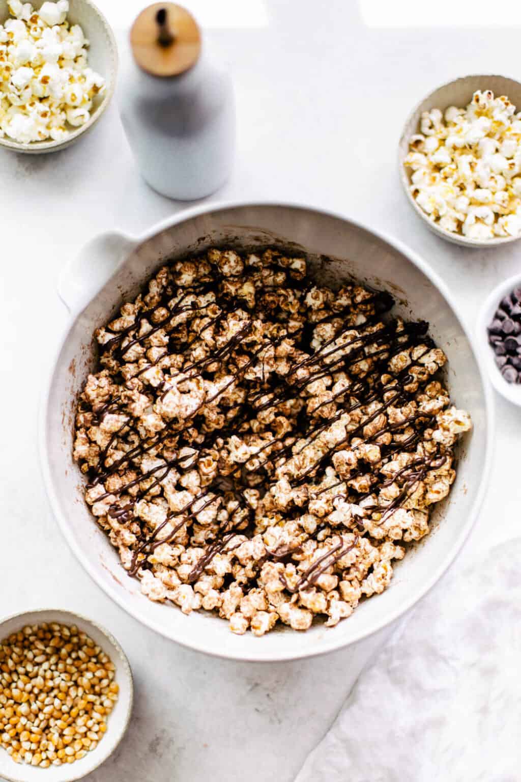 Chocolate Drizzled Gourmet Popcorn - Emily Laurae