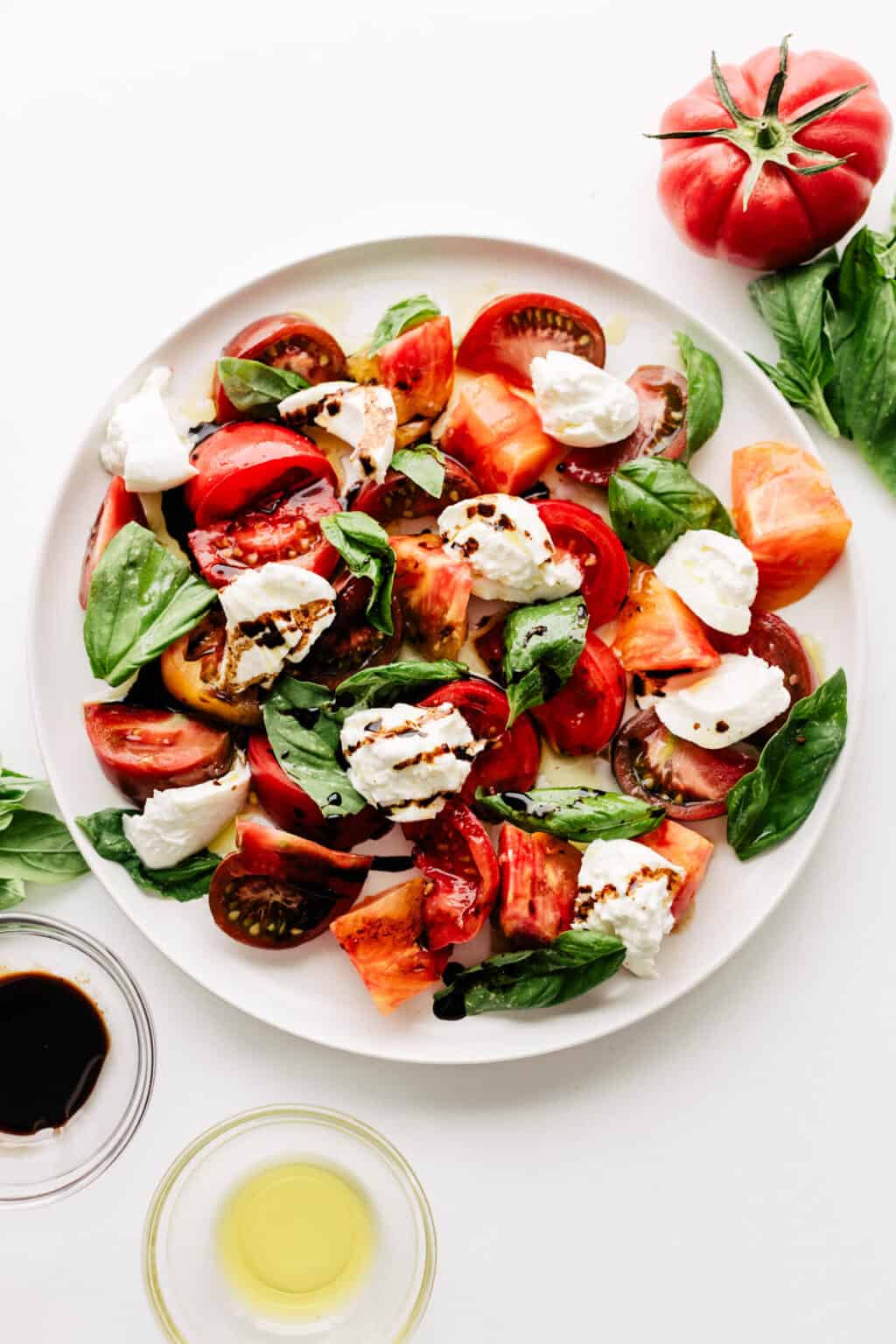 Burrata Caprese Salad Recipe with Tomato and Basil - Emily Laurae