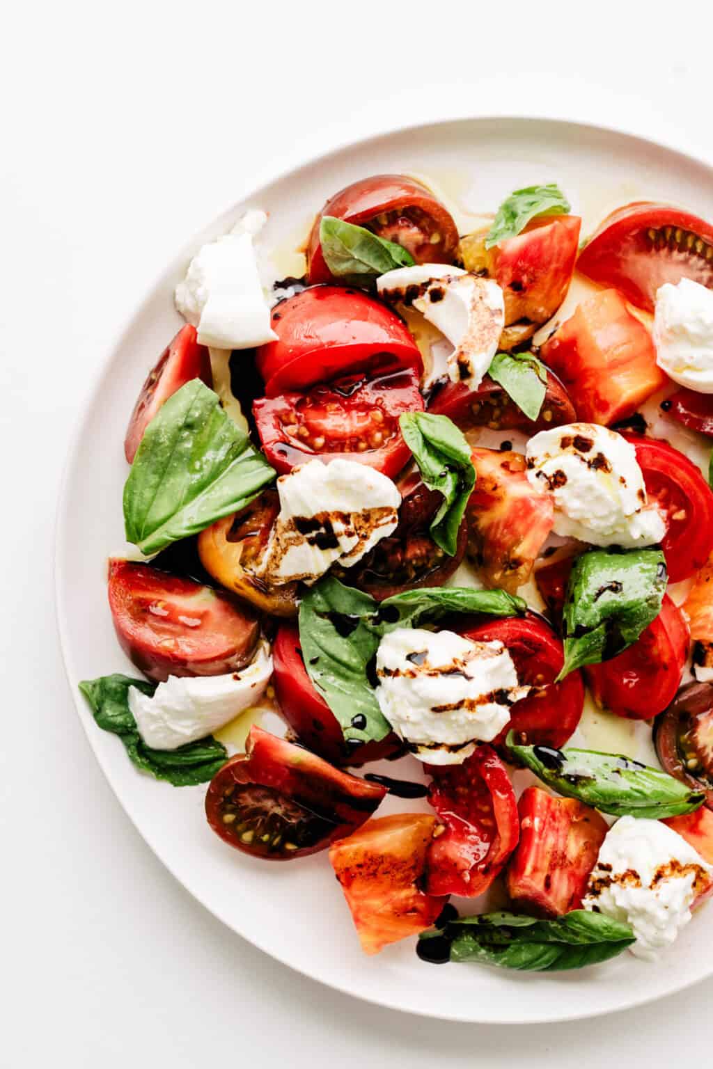 Burrata Caprese Salad Recipe with Tomato and Basil - Emily Laurae