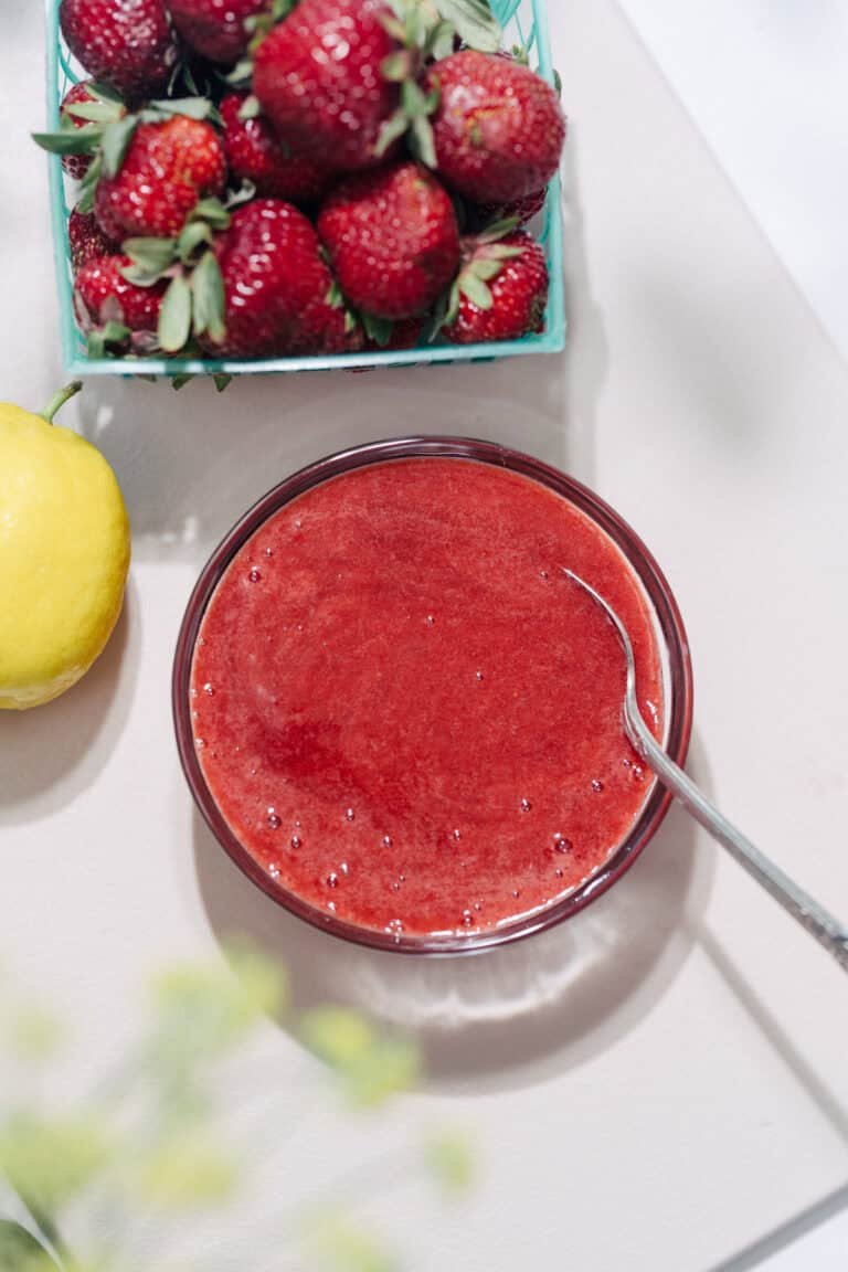 Easy Strawberry Purée Recipe (For drinks, desserts and more!) - Emily ...