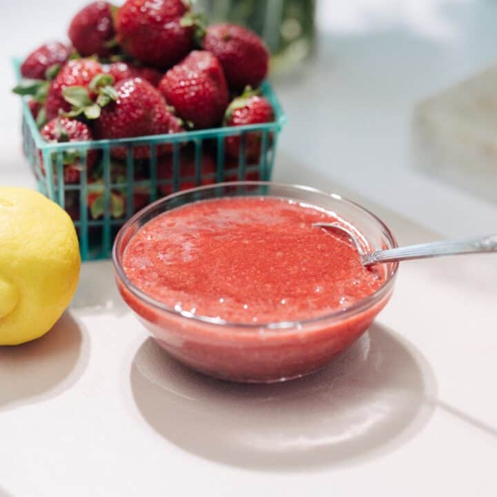 Easy Strawberry Purée Recipe (For drinks, desserts and more!) - Emily ...