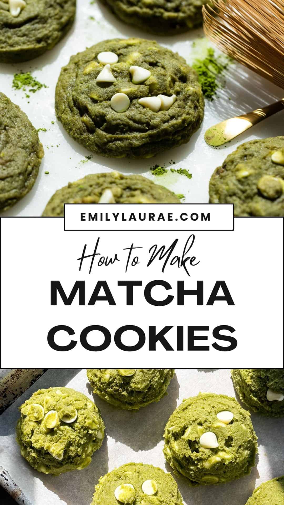 Easy No-Chill Bakery-Style Matcha White Chocolate Cookies - Emily Laurae