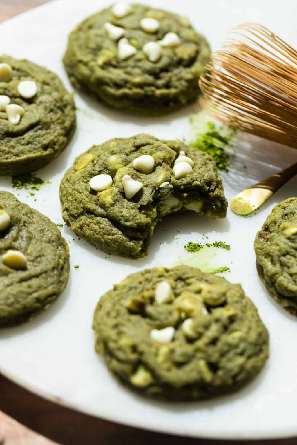 Easy No-Chill Bakery-Style Matcha White Chocolate Cookies - Emily Laurae