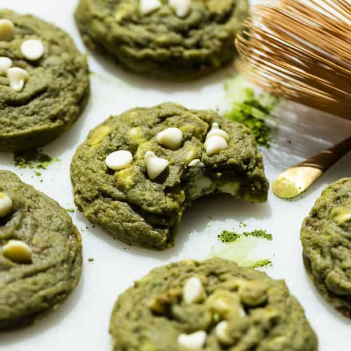 Easy No-Chill Bakery-Style Matcha White Chocolate Cookies - Emily Laurae